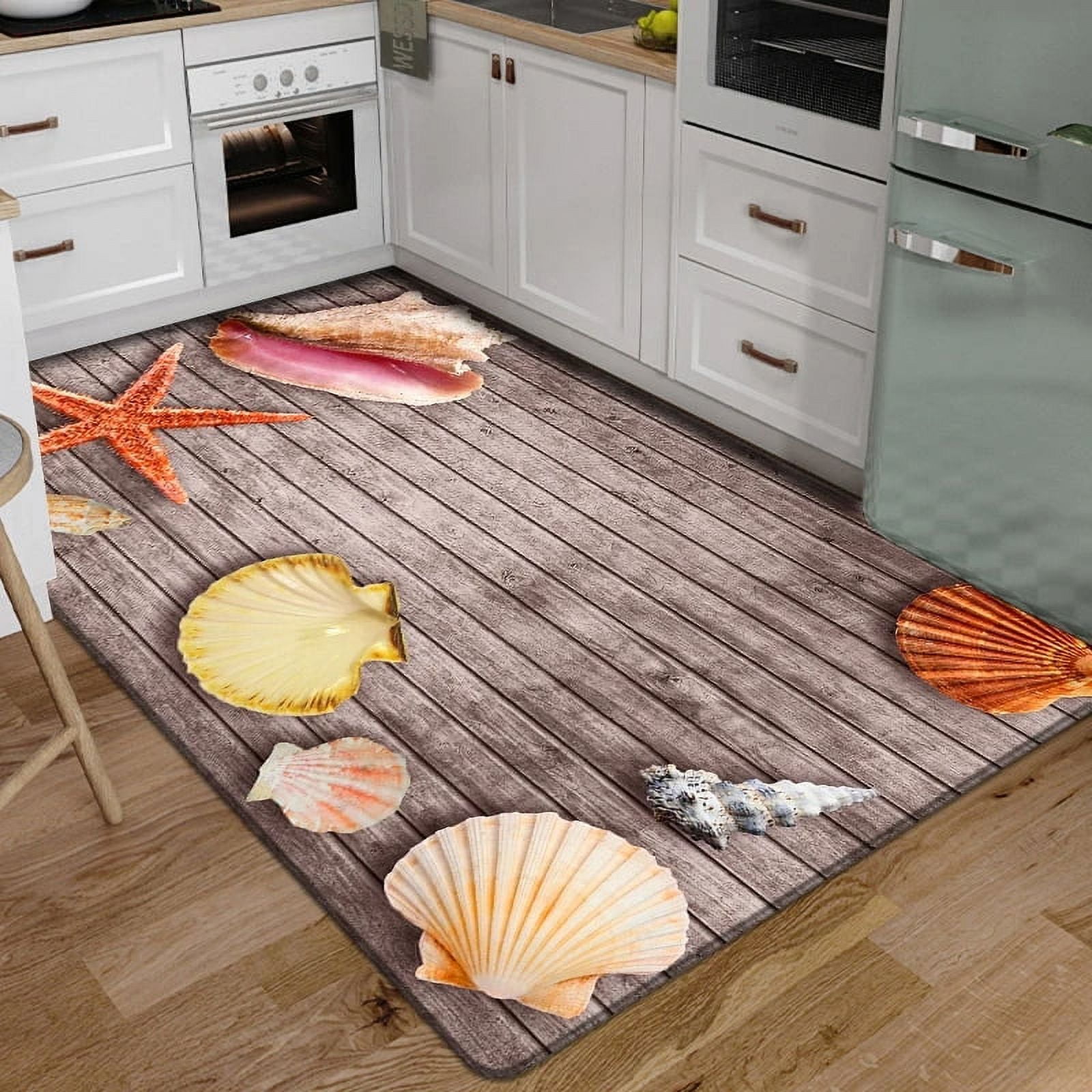 3D Floor Mat Rugs Kitchen Beach Waves Runner Carpet Kitchen Washable ...