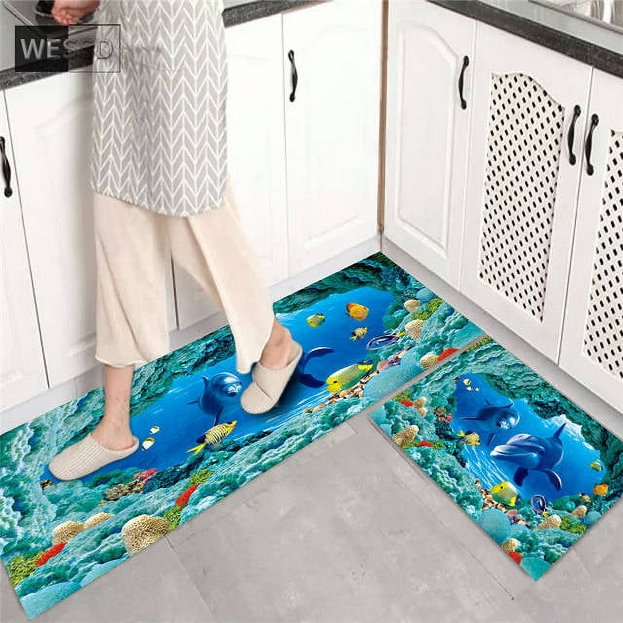 3D Floor Mat for Kitchen Room Cute Plants Floral Print Rug Bedroom ...