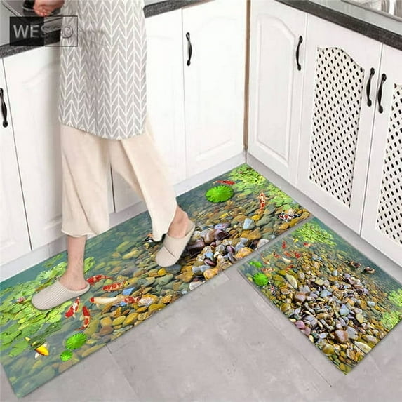 3D Floor Mat for Kitchen Room Cute Plants Floral Print Rug Bedroom Bedside Mat Entrance Mat ...