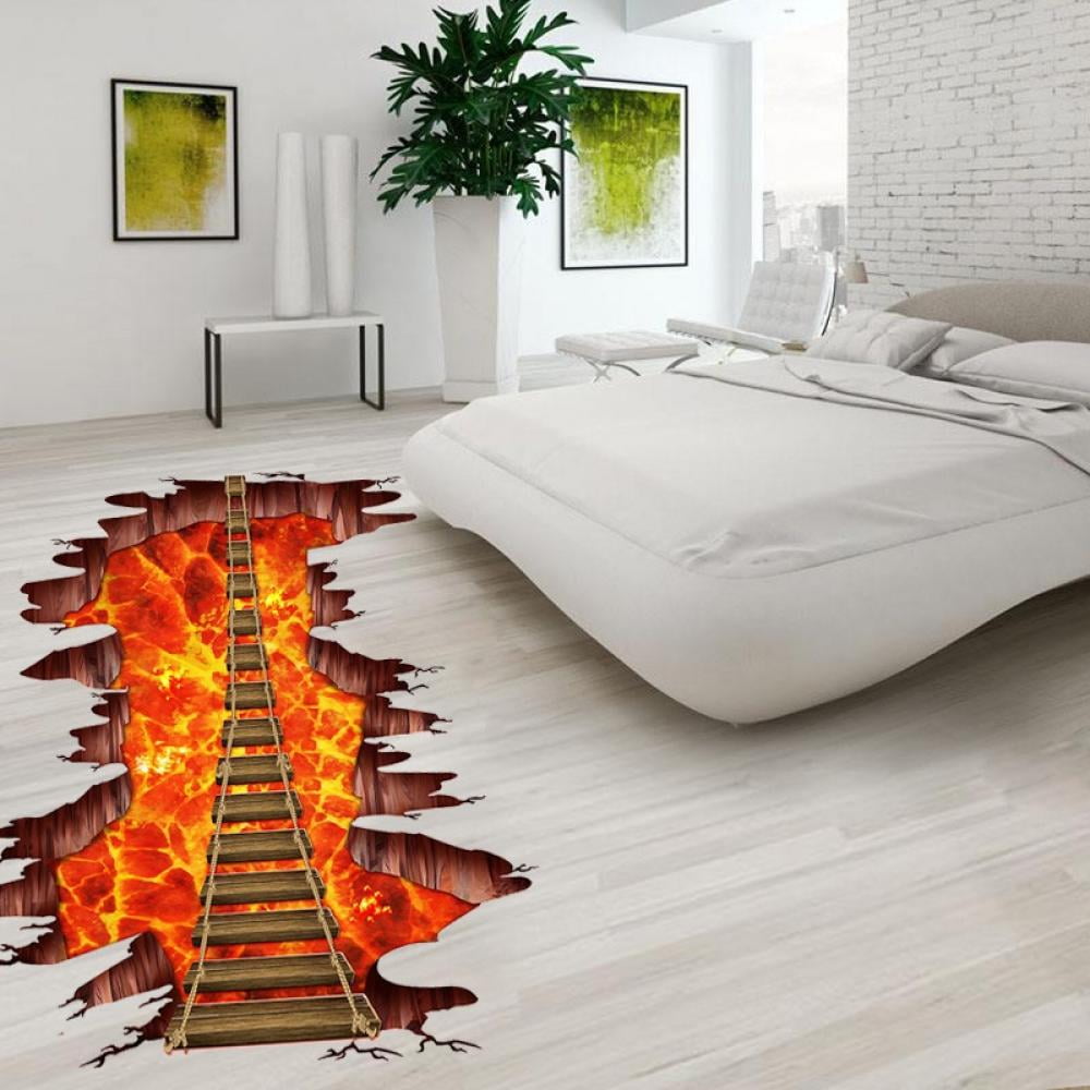 3D Floor Vinyl Decals of Volcano Bridge Waterproof, Super Vivid Color ...