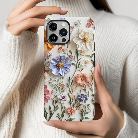 3D Floral Boho Case With Wildflower Spring Bloom Aesthetic Art for ...