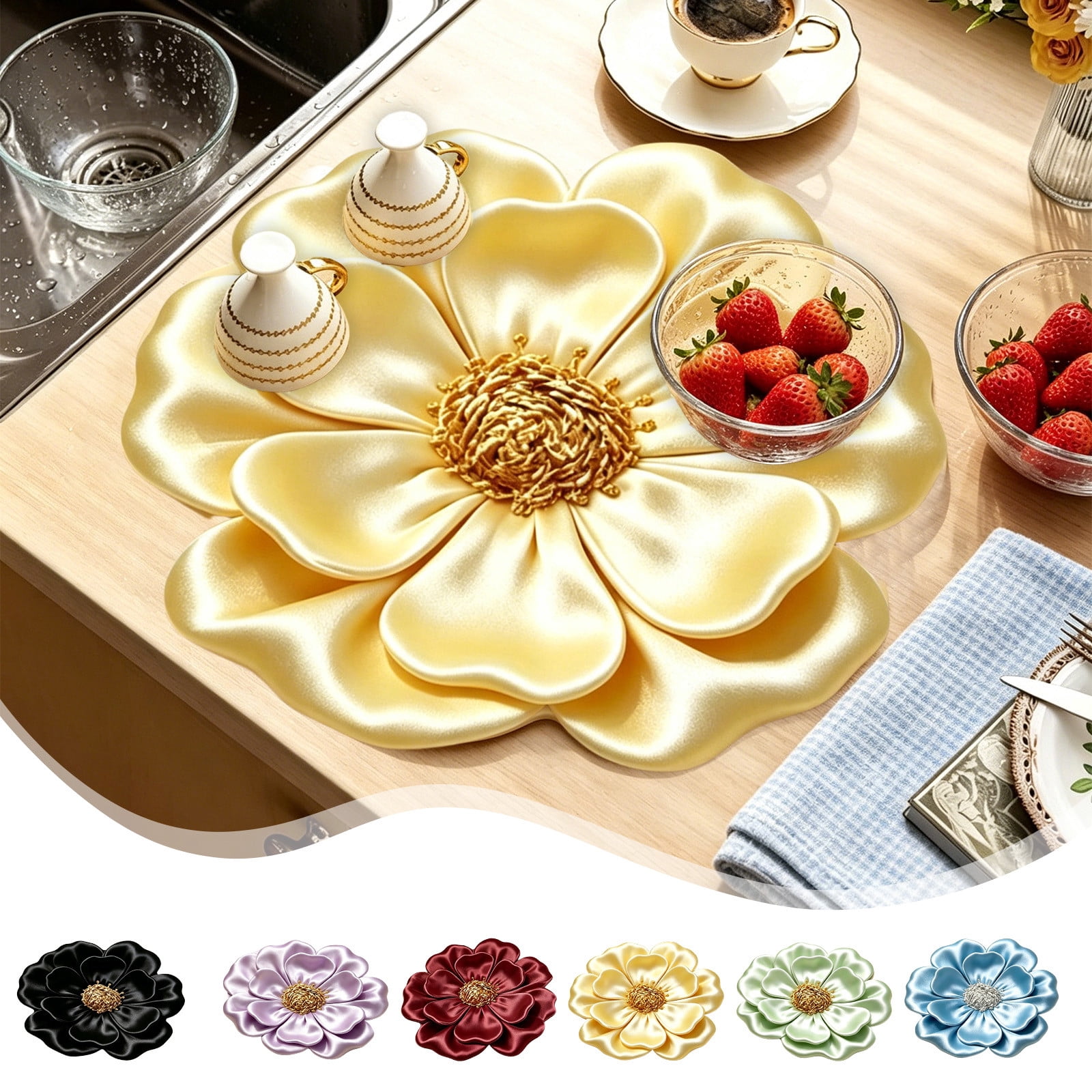 3D Floral Diatom Mud Absorbent Cushion, Quick Drying Drainage and Anti ...