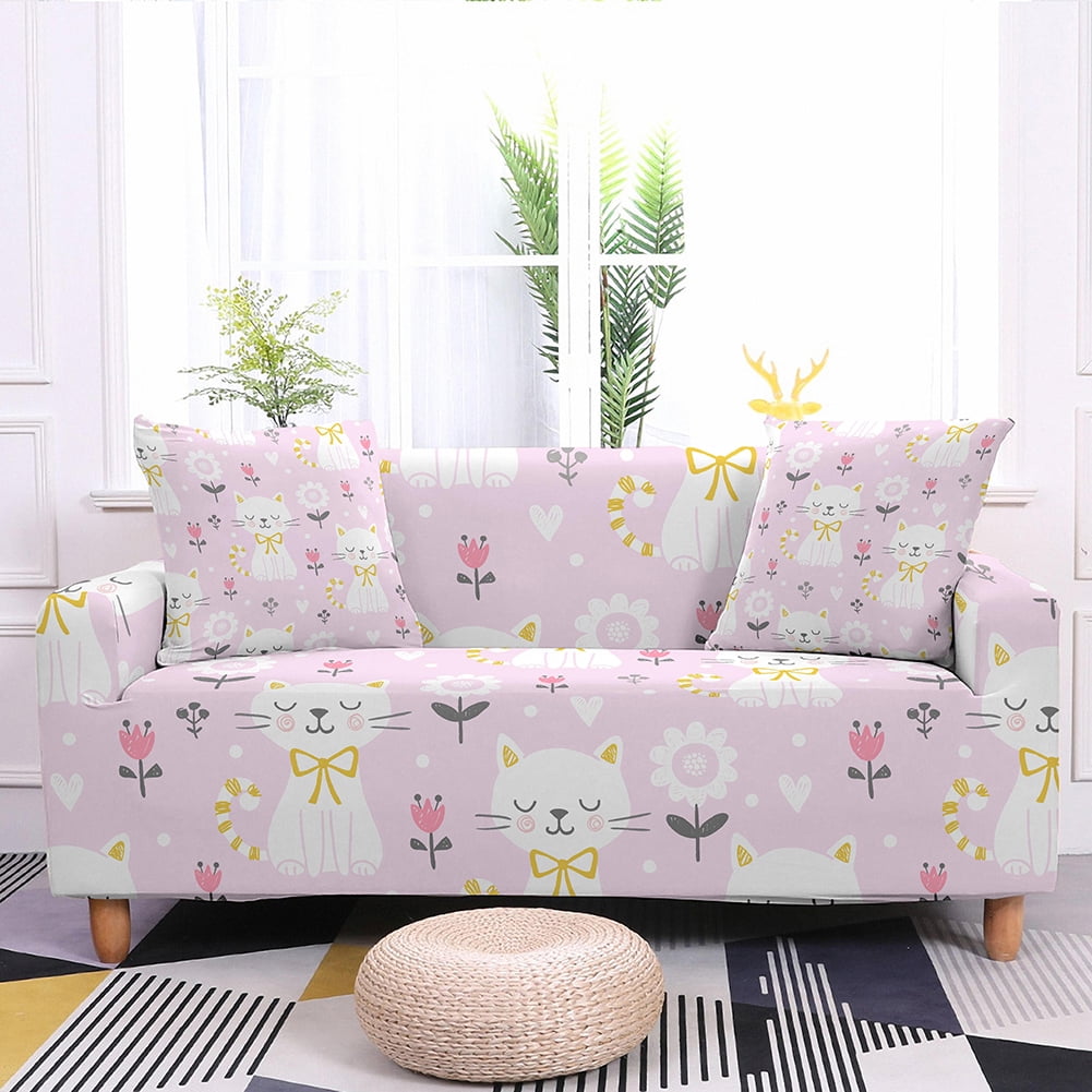 3D Floral Print Sofa Covers for Living Room 3D Cat Donut Elastic ...