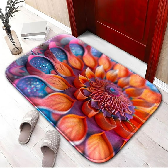 3D Flower 25 Non-Slip Memory Foam Bath Rug: Absorbent, Quick-Dry ...