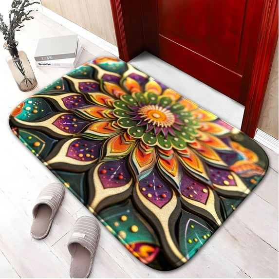 3D Flower 27 Non-Slip Memory Foam Bath Rug: Absorbent, Quick-Dry ...