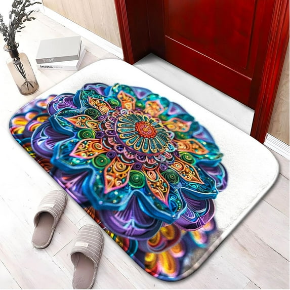 3D Flower 77 Non-Slip Memory Foam Bath Rug: Absorbent, Quick-Dry ...
