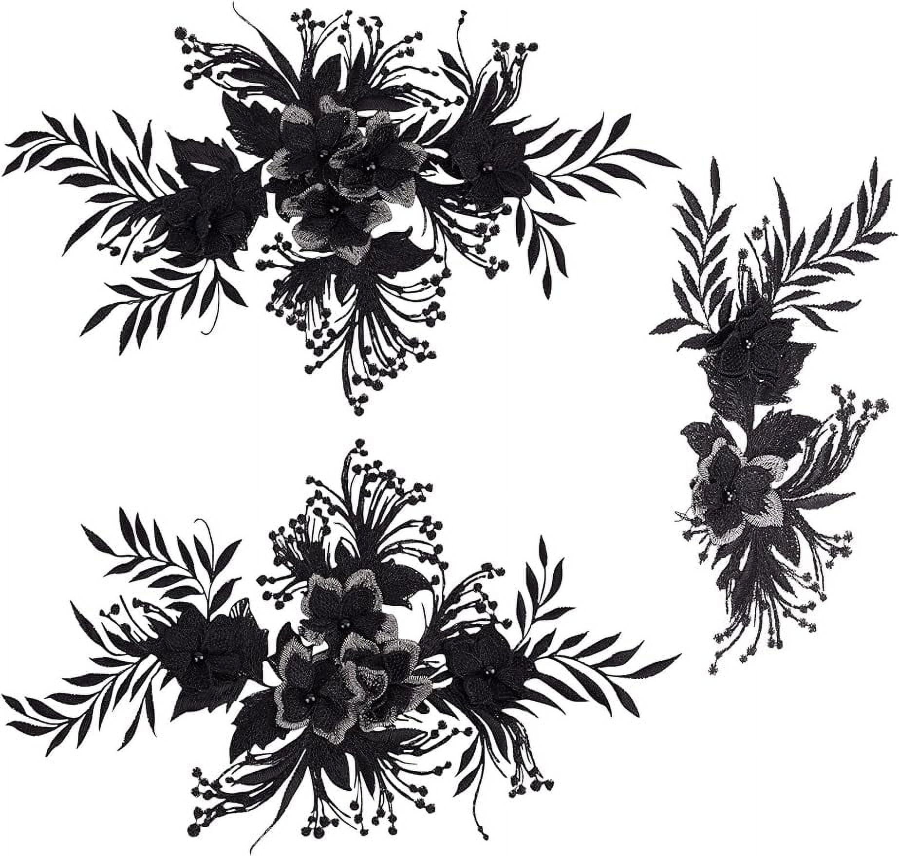 3D Flower Beaded Sequence Lace Applique Computerized Embroidery ...