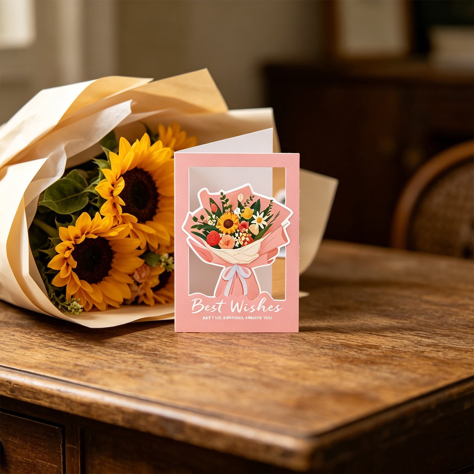 3D Flower Bouquet Greeting Card Set with Envelopes Pop Up Floral Note ...