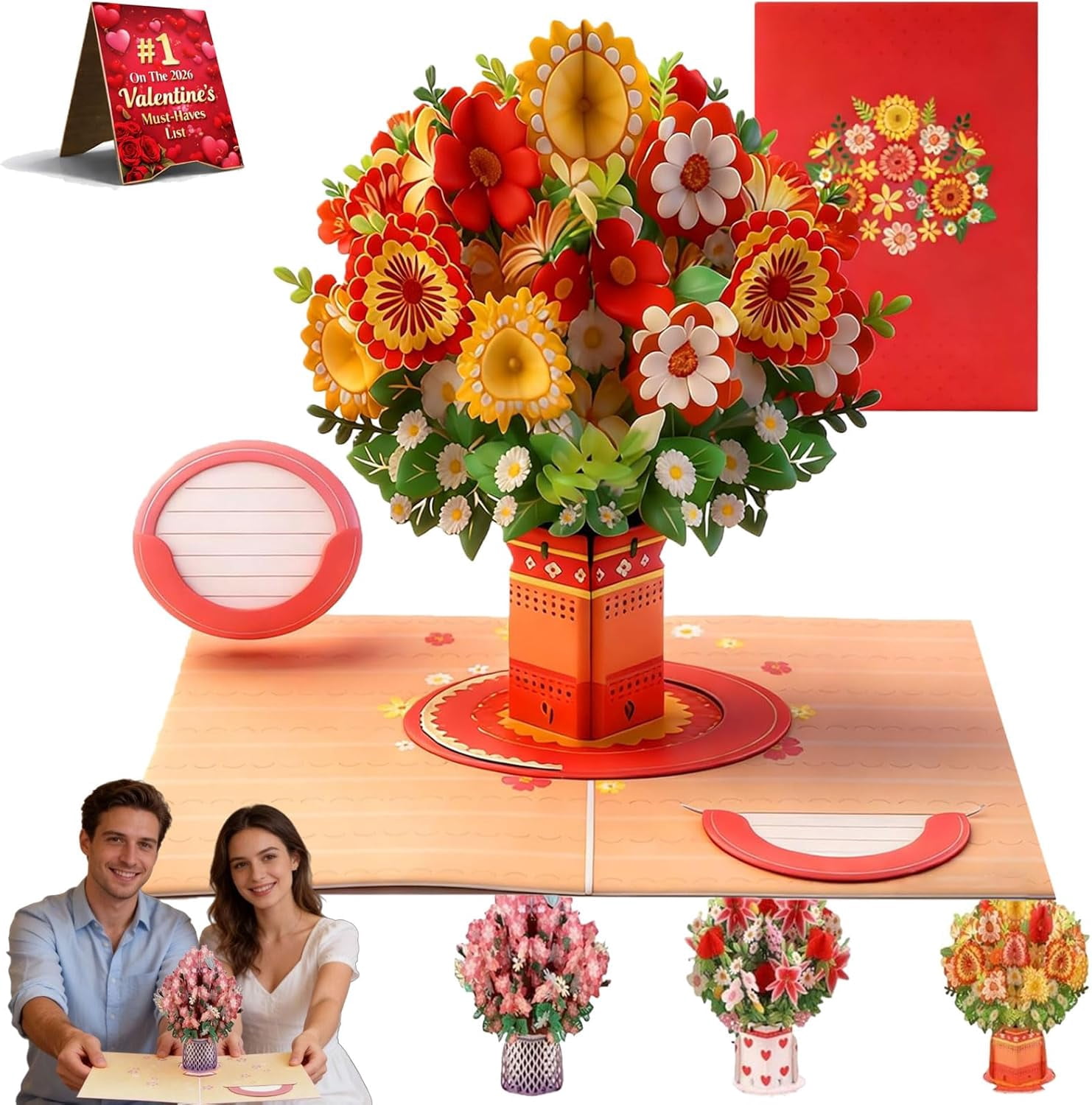 3D Flower Bouquet Pop Up Card, Pop-Up Wildflower Valentine’s Card With ...