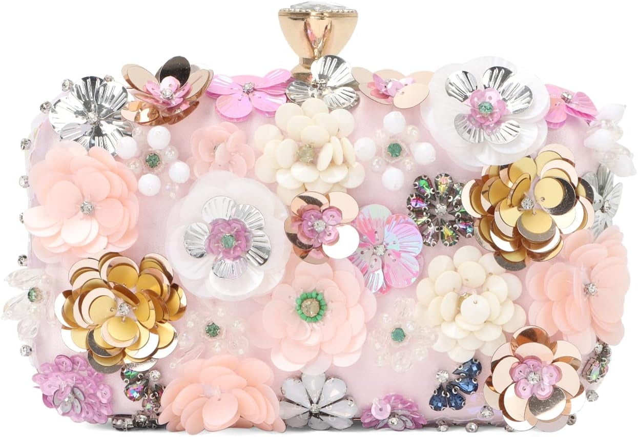 3D Flower Clutch Purses for Women Gold Formal Wedding Party Evening ...