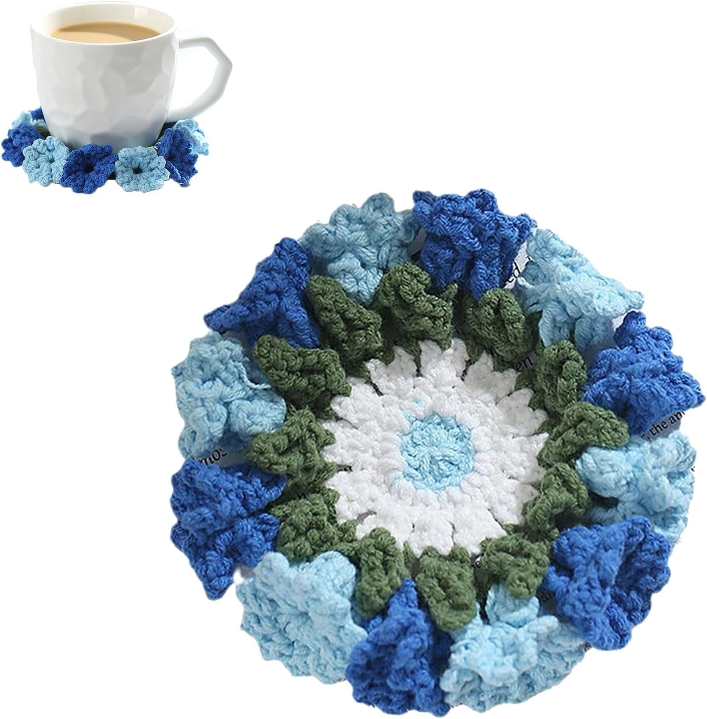 3D Flower Crochet Coaster, Handmade Knitted Floral, Creative Coasters ...