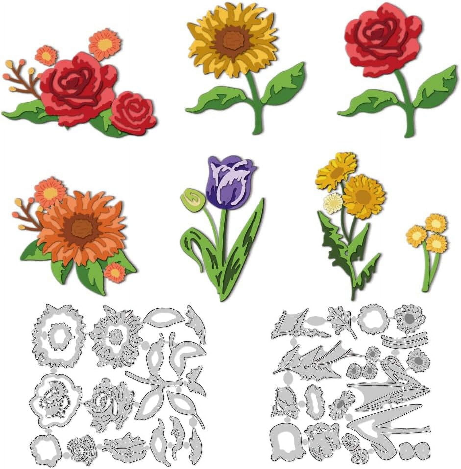 3D Flower Cutting Dies Blossom Card Overlay Stitch Die Cut Carbon Steel ...