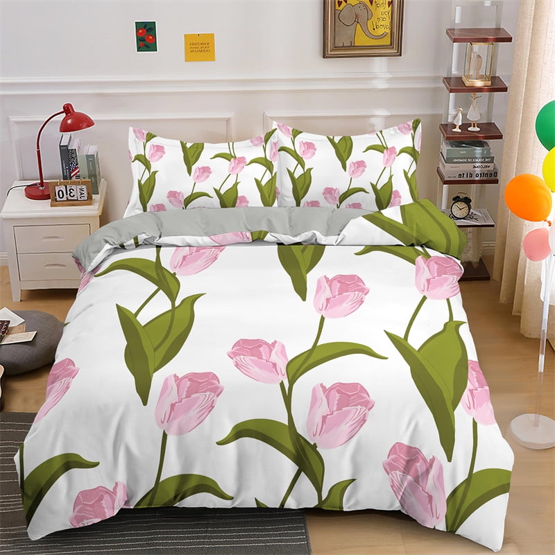 3D Flower Duvet Cover Set Spring Peach Blossom Bedding Set King Size ...