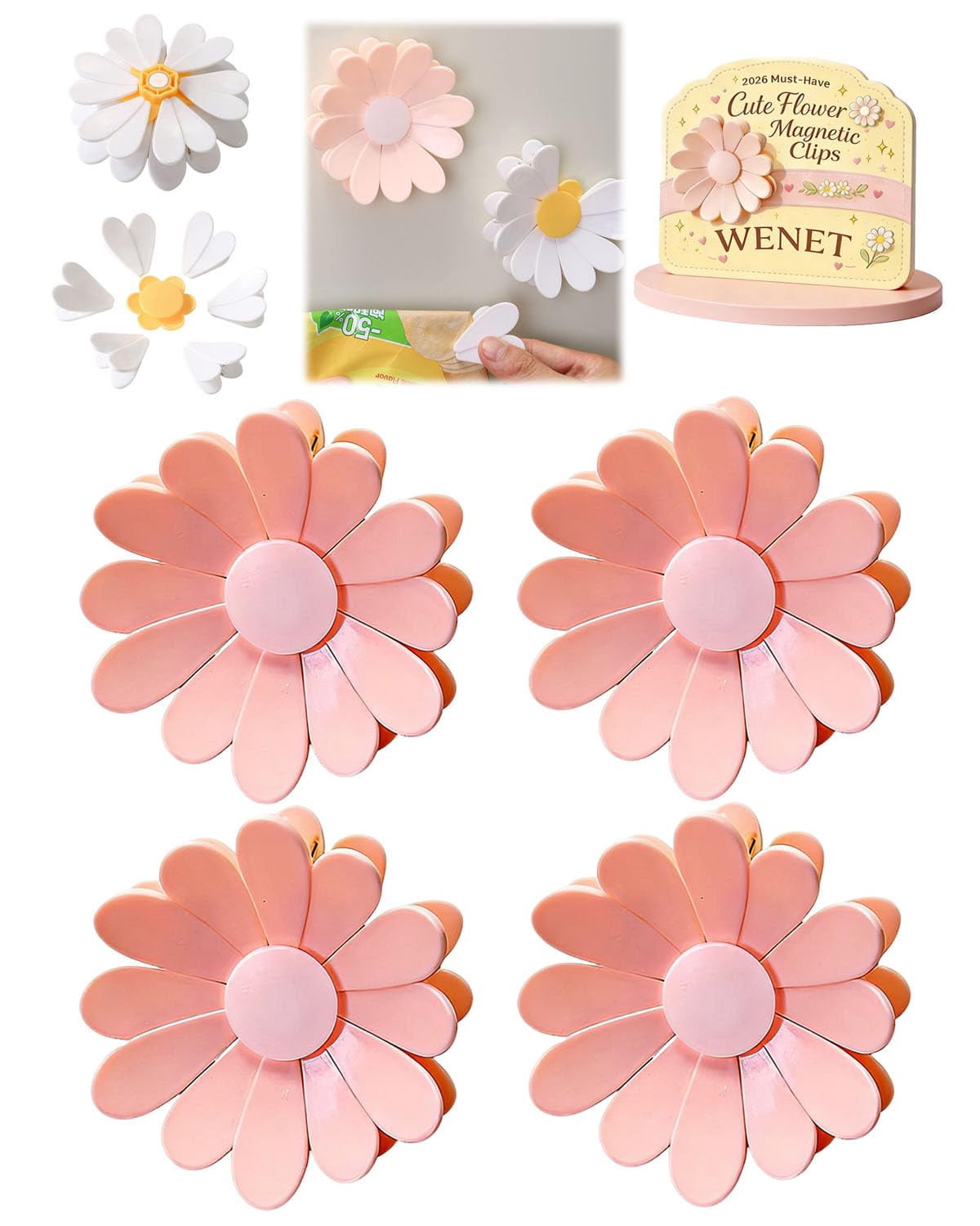 3D Flower Magnetic Bag Clips – Cherry & Daisy Blossom Design ...
