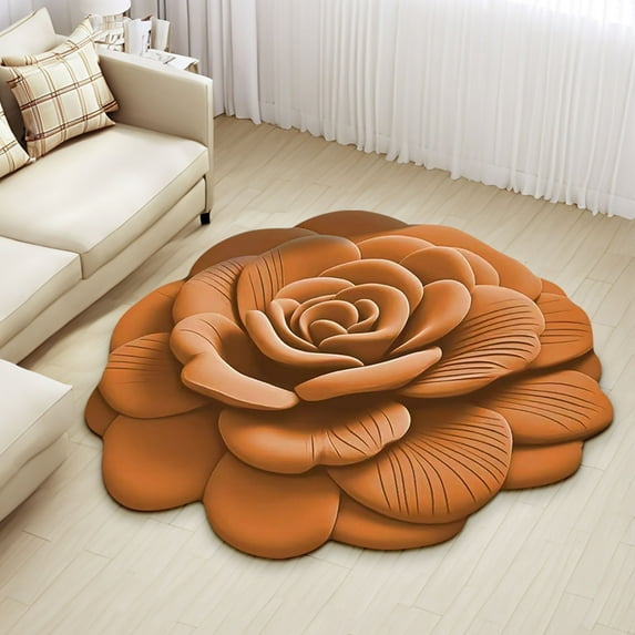 3D Flower Mat Soft Non-Slip Area Rug 60x60cm – Crystal Velvet Round ...