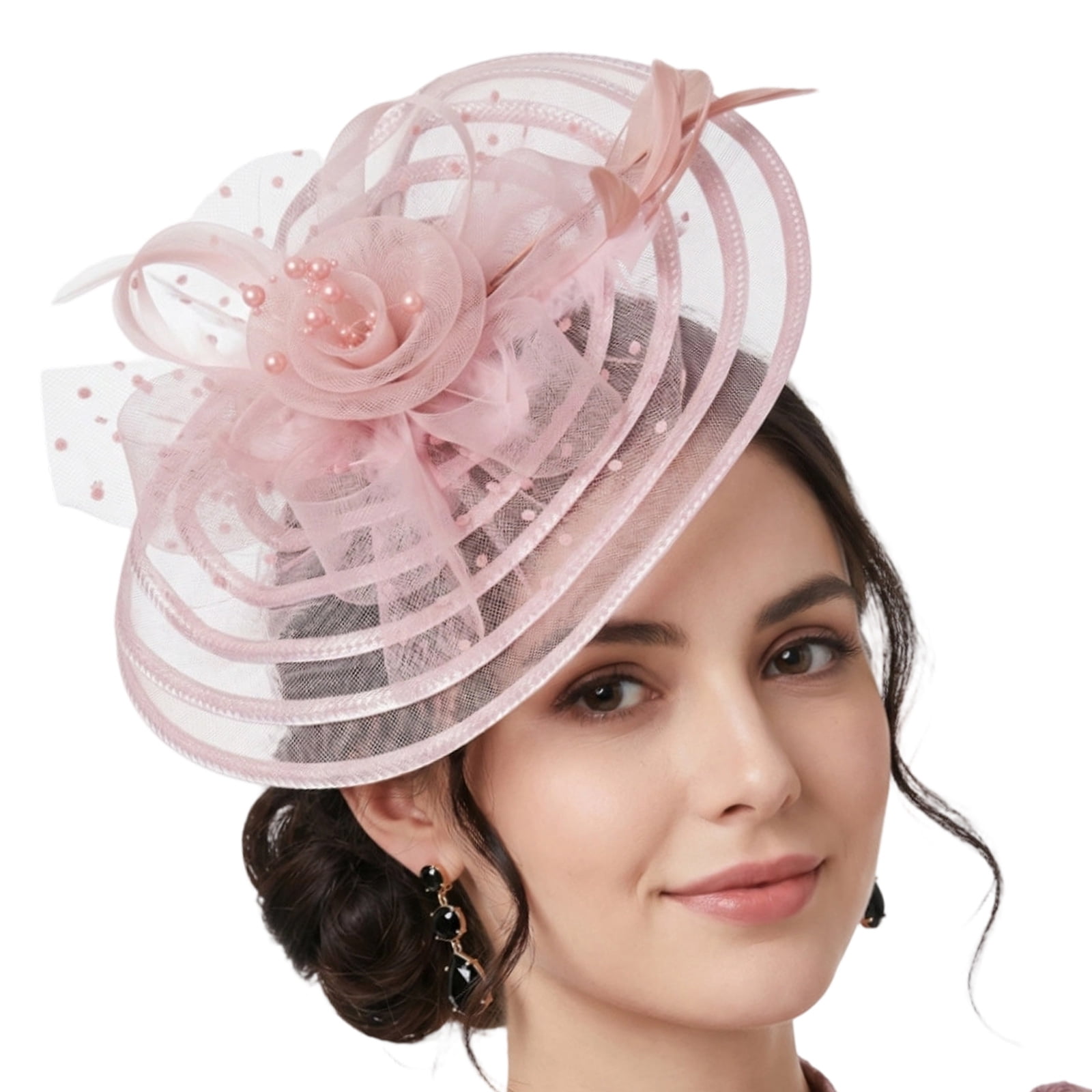 3D Flower Mesh Fascinator Hat with Hair Clip Derby Hat Headwear For ...