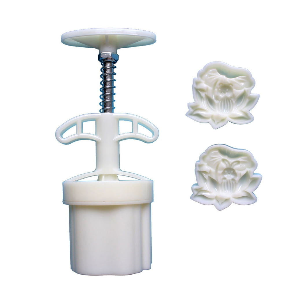3D Flower Mooncakes Mould ABS Plastic Baking Tool Hand Press Designs ...