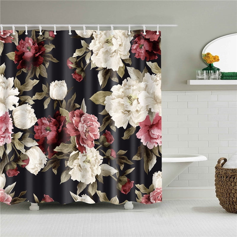 3D Flower Plum Blossom Lotus Lavender Rose Shower Curtains Bathroom ...