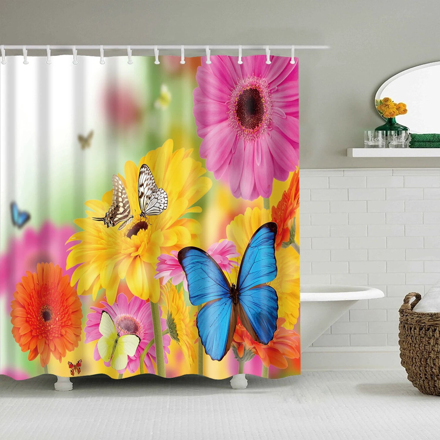 3D Flower Plum Blossom Lotus Lavender Rose Shower Curtains Bathroom ...