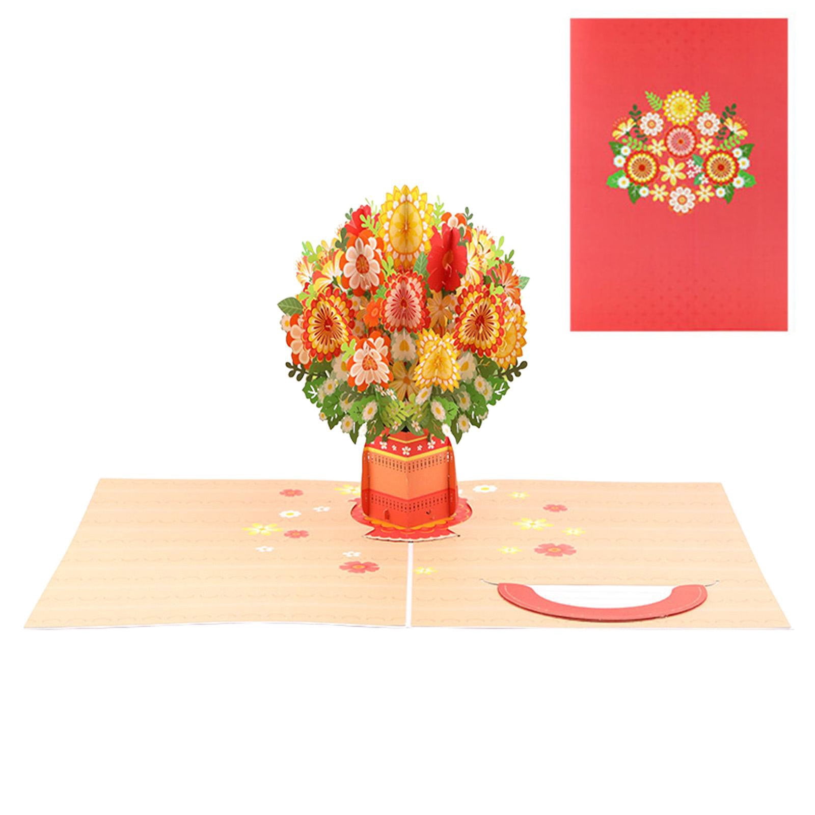 3D Flower Pop Up Card with Envelopes, Fresh Cut Paper Flower Pop-Up ...