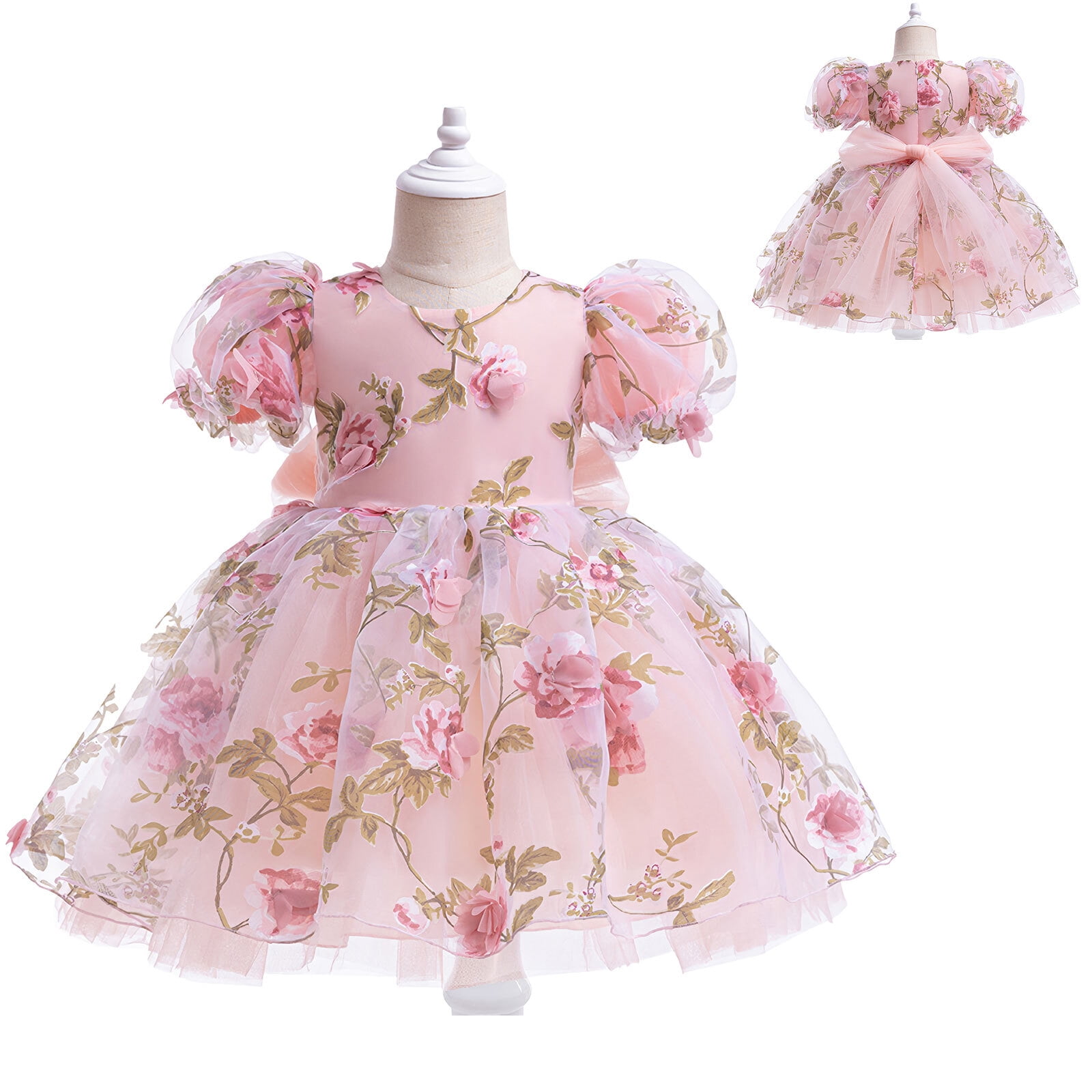 3D Flower Princess Girls Halloween Dress Birthday Flare Ball Gown for ...