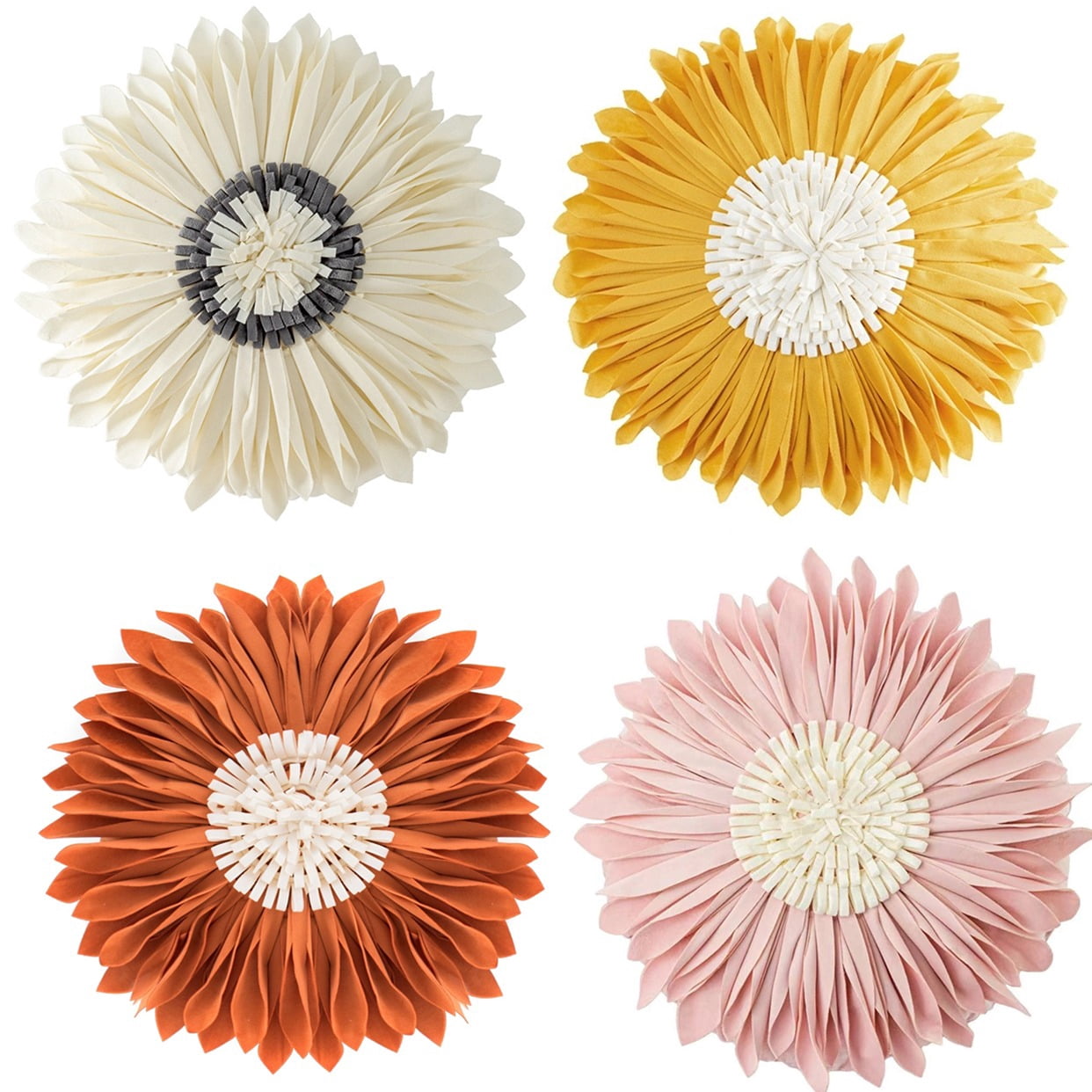 3D Flower Round Throw Pillow Soft Sunflower Throw Pillow Small Daisy ...