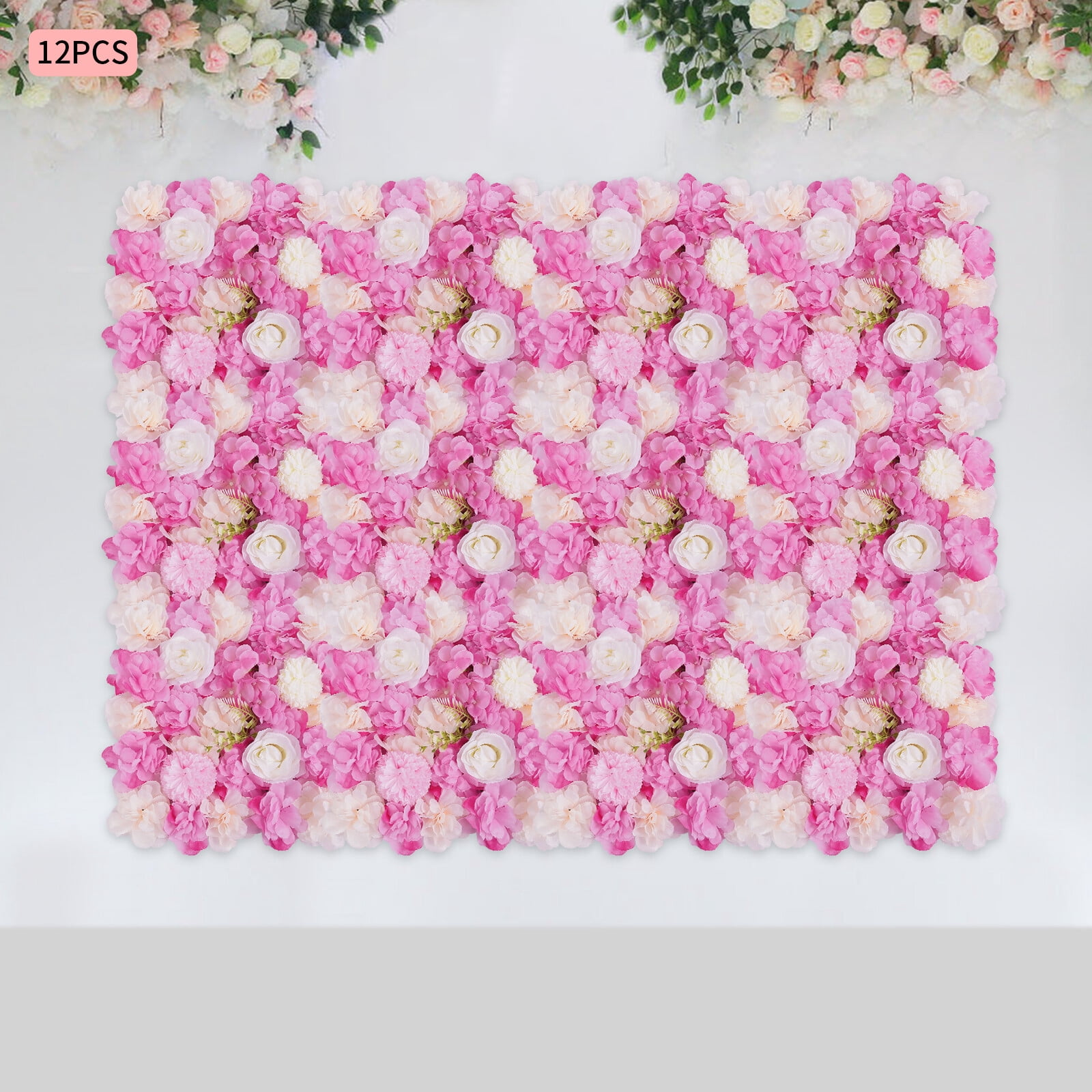 3D Flower Wall Panel-12pcs Artificial Flower Wall Background Silk Rose ...
