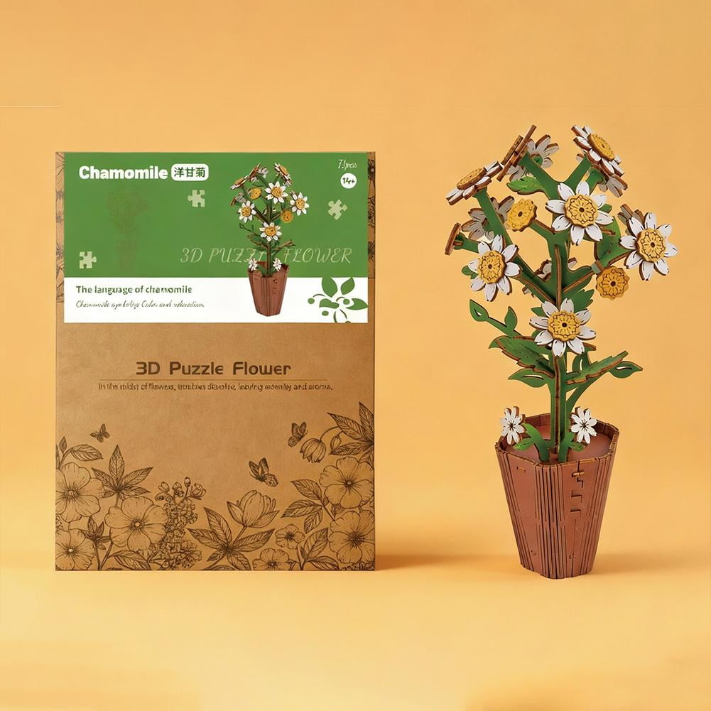 3D Flower Wooden Puzzles for Adults-Sunflower, DIY Wooden Flowers Model ...