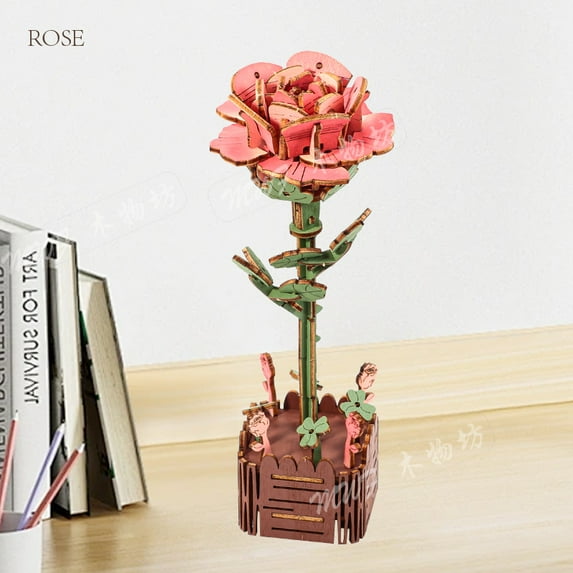 3D Flower Wooden Puzzles, DIY Wooden Flowers Model Kit Building Set ...