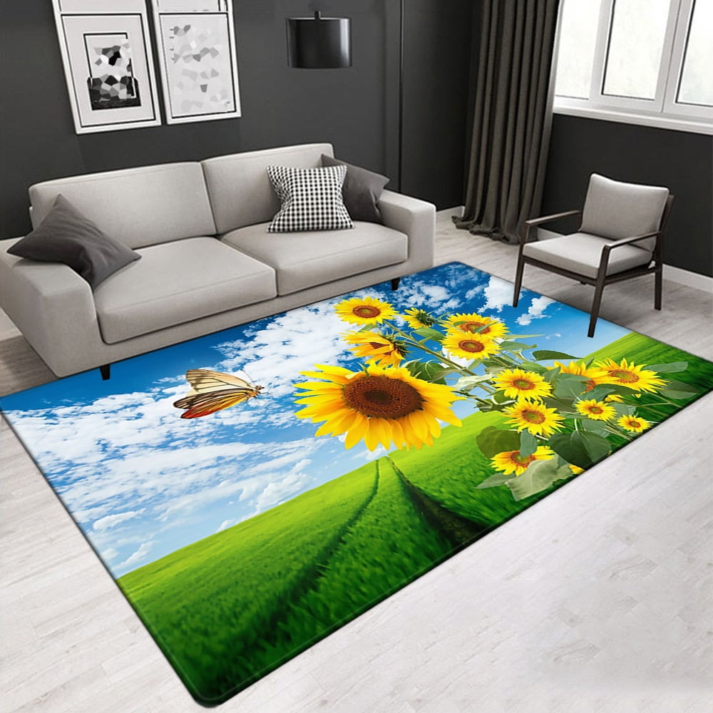 3D Flower and Bird Butterfly Wild Animals Printing Living Room Carpet ...