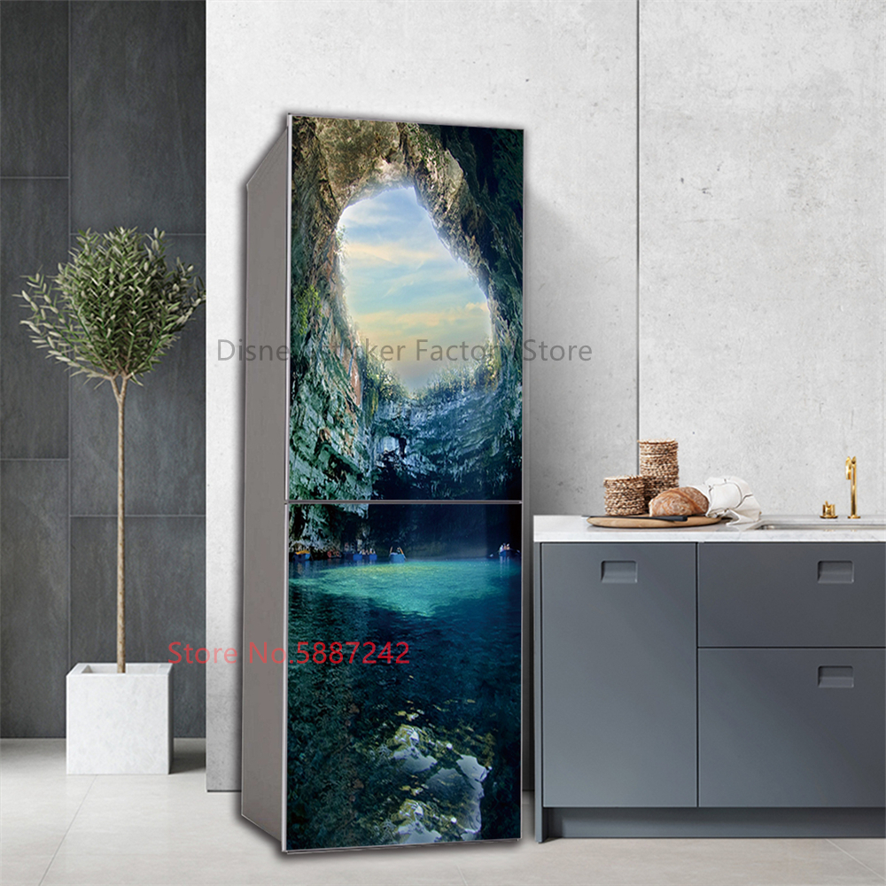 3D Flowers Fridge Stickers Door Cover Refrigerator Wallpaper Palm Self ...