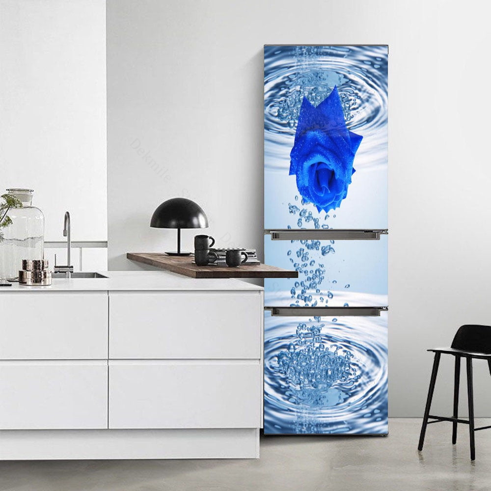 3D Flowers Pattern Fridge Wallpaper Sticker Refrigerator Door Kitchen ...