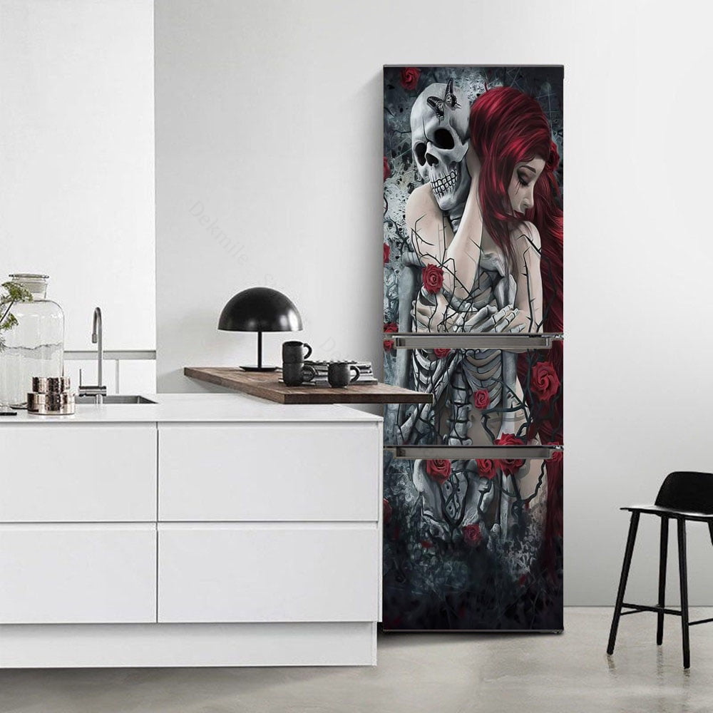 3D Flowers Pattern Fridge Wallpaper Sticker Refrigerator Door Kitchen ...
