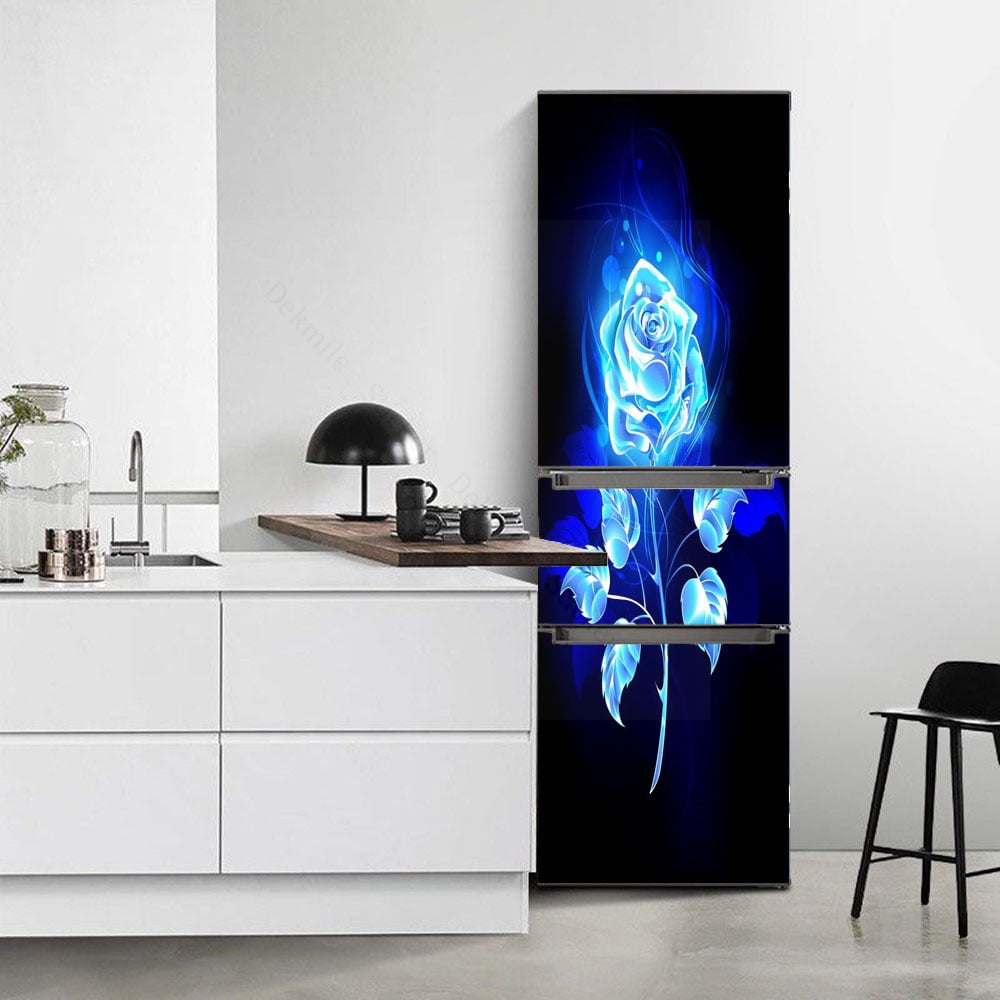 3D Flowers Pattern Fridge Wallpaper Sticker Refrigerator Door Kitchen ...