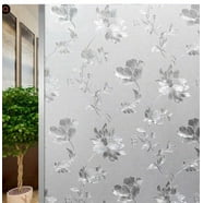 Window Privacy Film, 3D Floral Static Cling Window Door Vinyl Sticker Removable Glass Covering ...