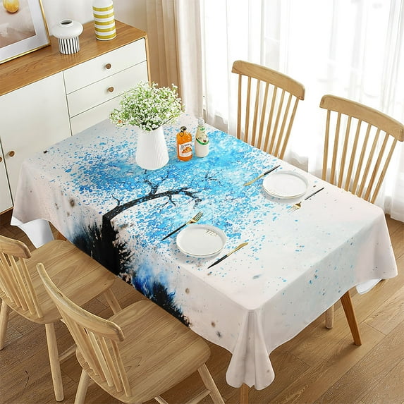 3D Flowers Rose Tree Tablecloth Watercolor Art Drawing Rectangle Table ...