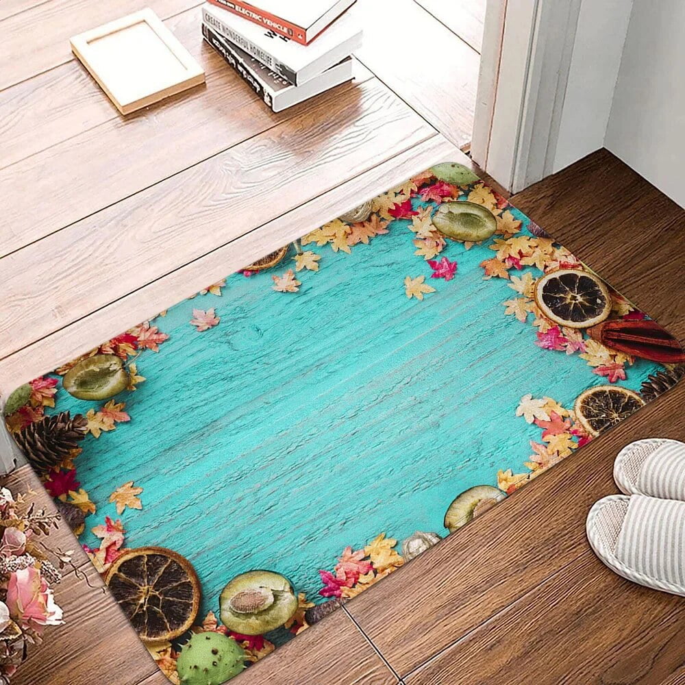3D Flowers on The Wooden Board Printed Entrance Doormat Bedroom Balcony ...