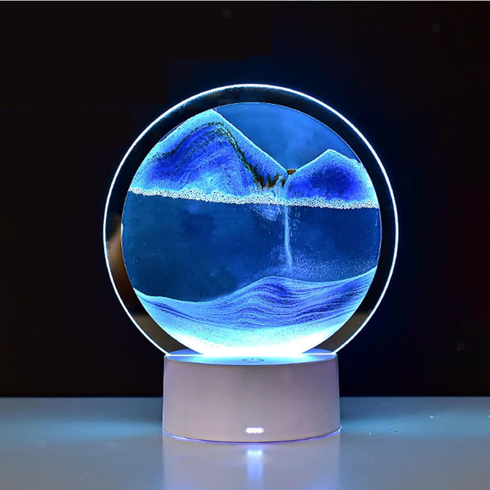 3D Flowing Sand Night Light Hourglass Lamp Moving Sand Picture Decor ...