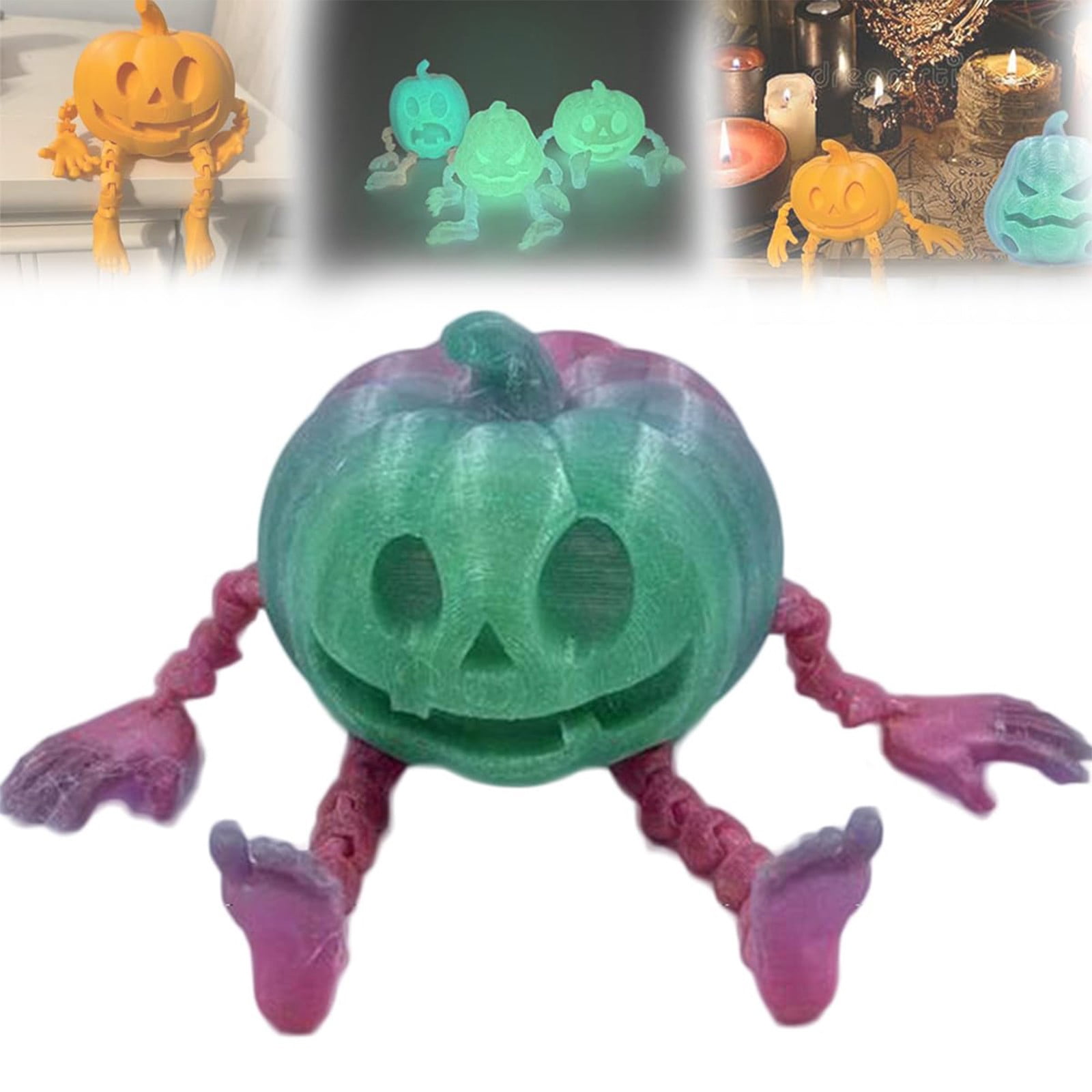 3D Fluorescent Pumpkins, 3D Printed Articulated PumpkinDesk Decor ...