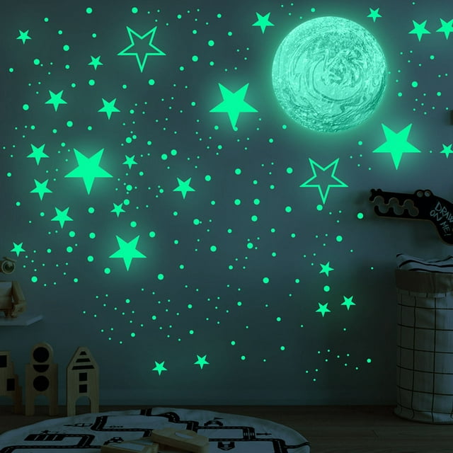 3D Fluorescent Wall Sticker Glowing Star Luminous Wall Sticker PVC Wall ...