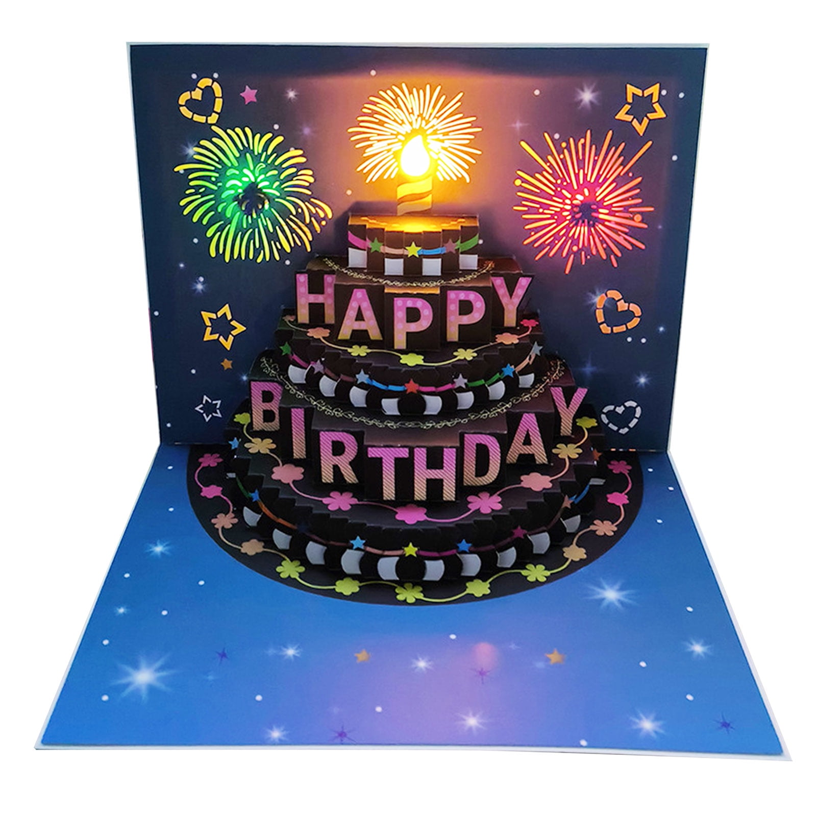 3D Fly-out Birthday Card Light Music Happy Birthday Glowing Greeting ...