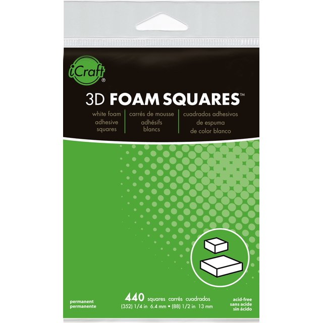 3D Foam Squares Combo Pack White (352) .25" & (88) .5" 440/Pkg ...