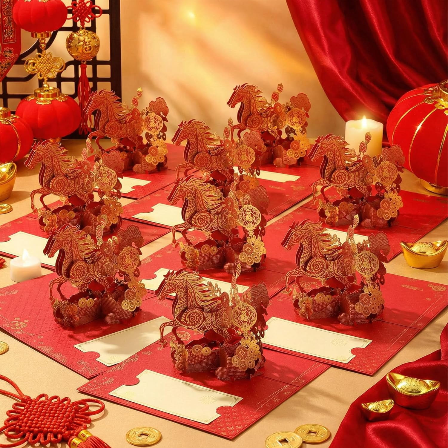 3D Foil Stamping New Year’s Greeting Cards,Year Of The Horse 2026 ...