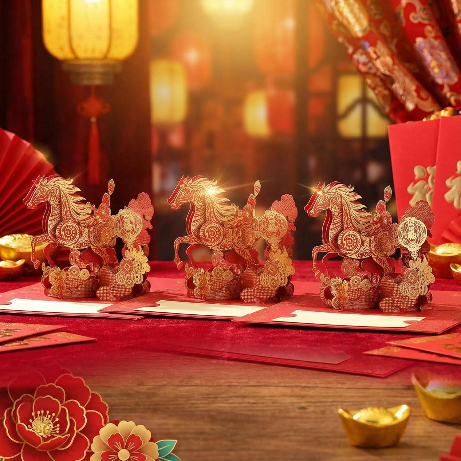 3D Foil Stamping New Year’s Greeting Cards,Year Of The Horse 2026 ...
