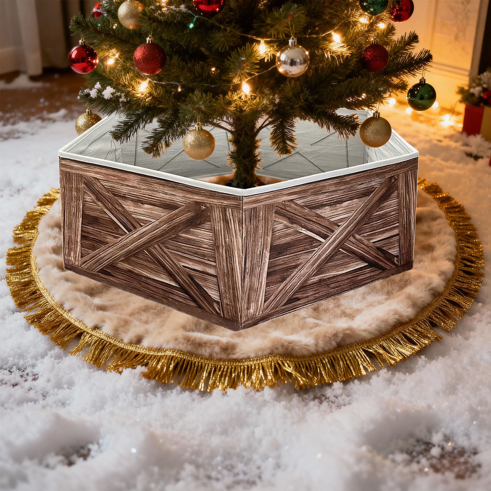 3D Foldable Christmas Tree Skirt,Christmas Tree Base Decorative Aprons ...