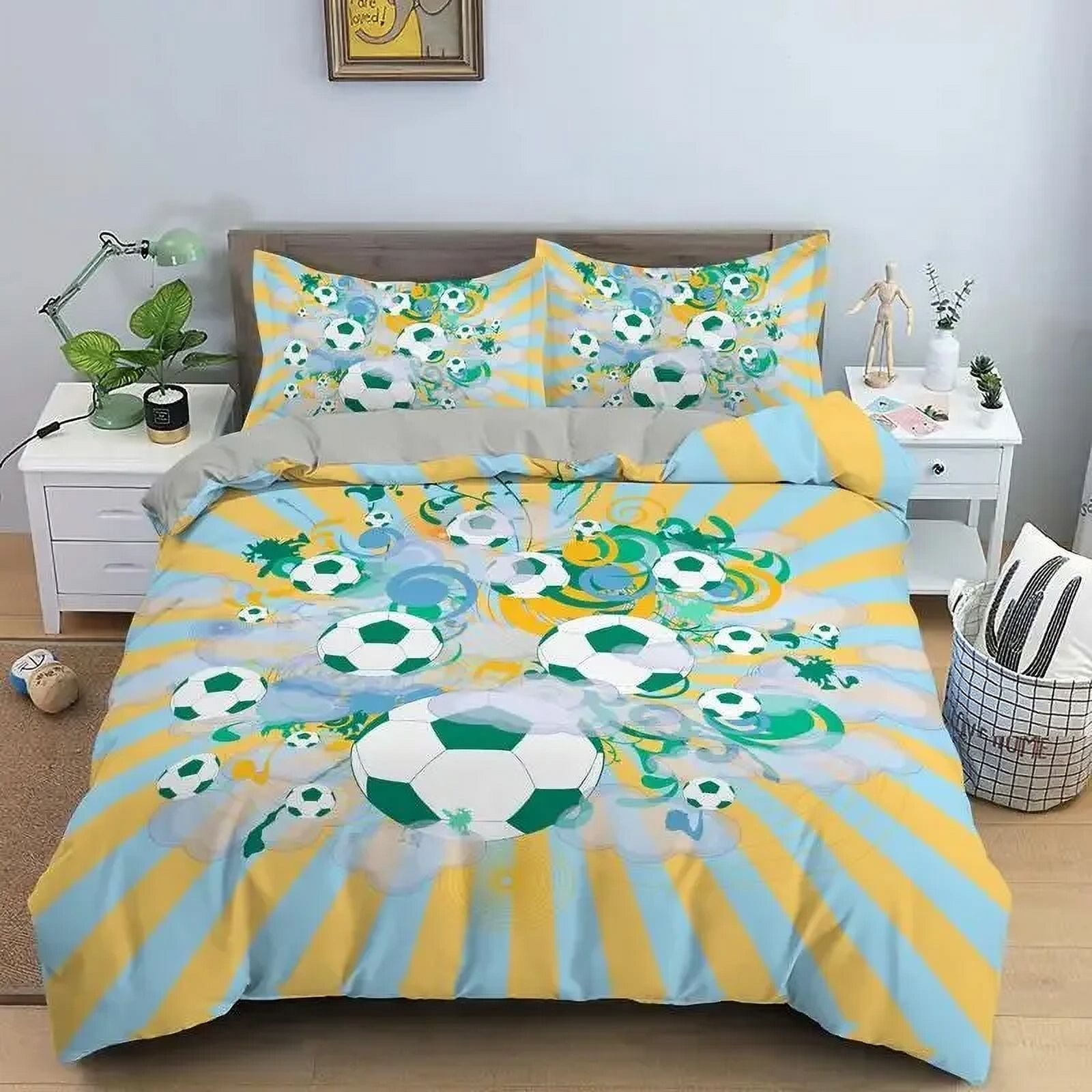 3D Football Bedding Set Soccer Bedding Set Boys Twin Size Duvet Cover ...