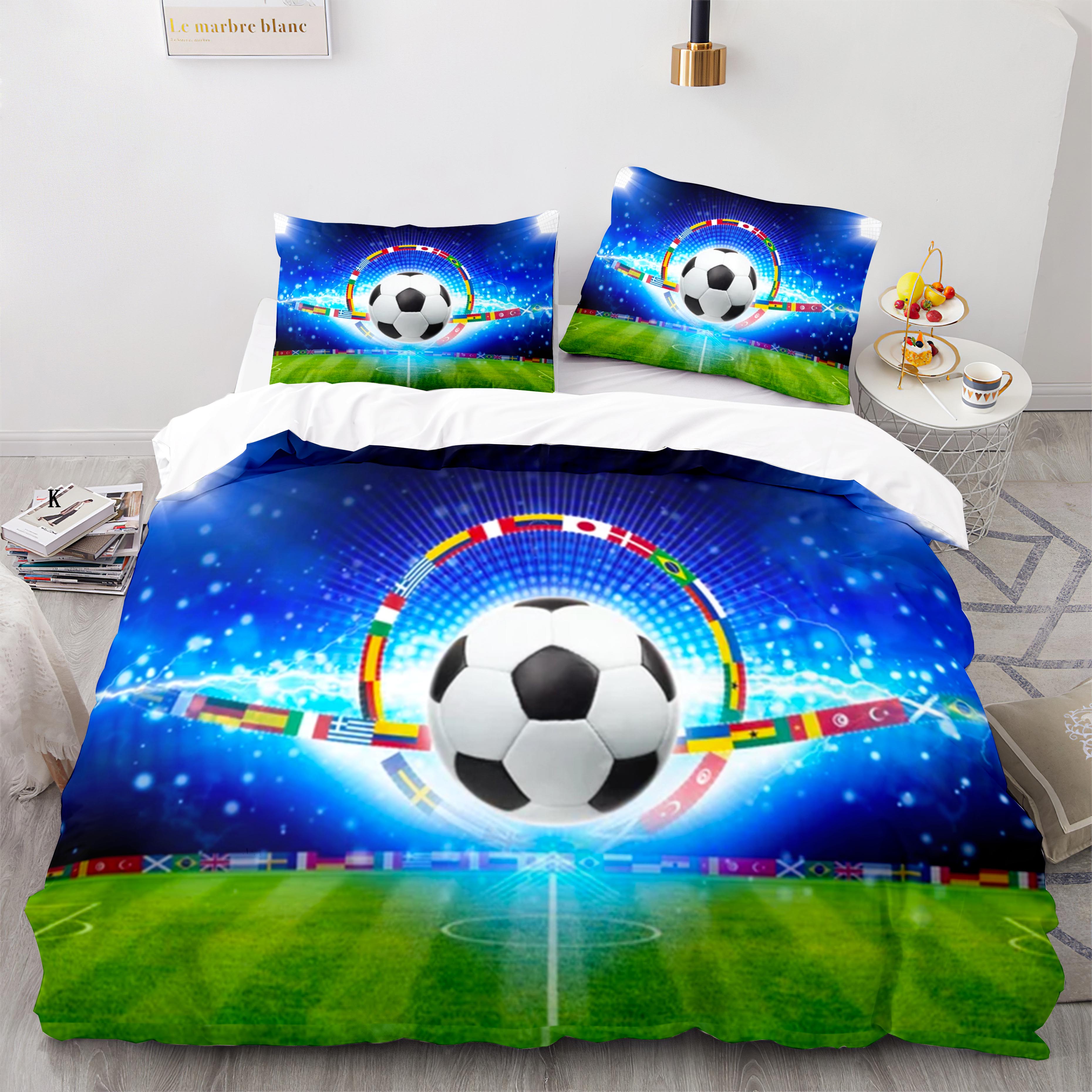 3D Football Duvet Cover Green Soccer Field Ball Sport American Flag ...