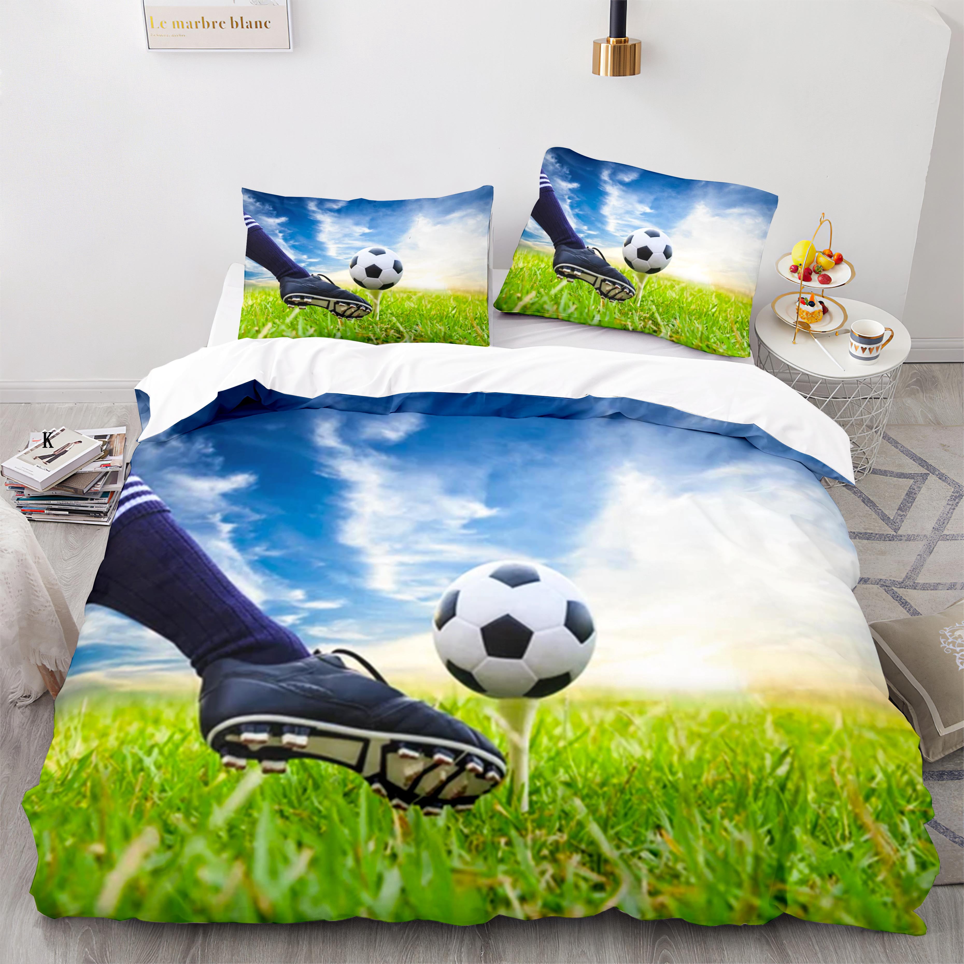 3D Football Duvet Cover Green Soccer Field Ball Sport American Flag ...
