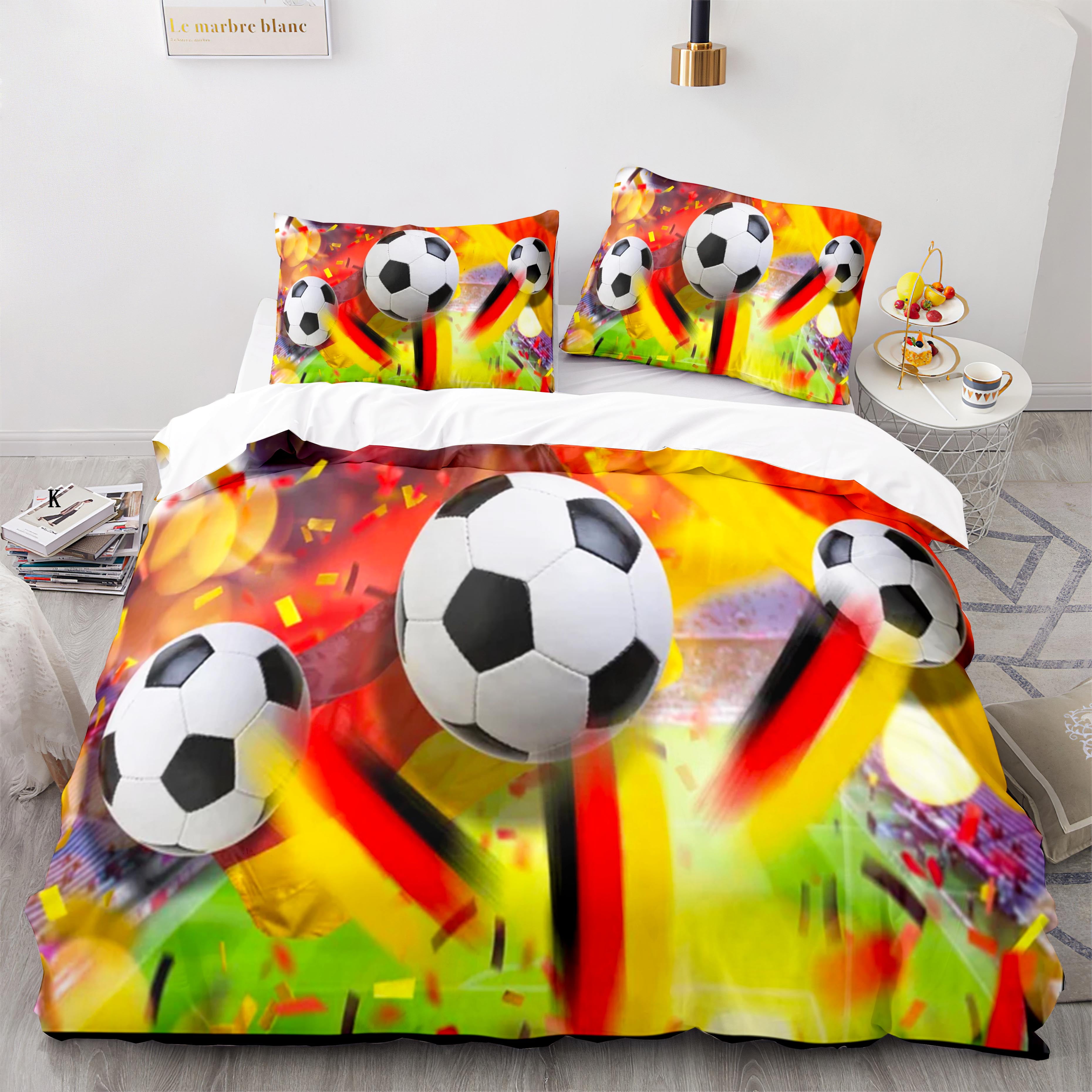 3D Football Duvet Cover Green Soccer Field Ball Sport American Flag ...