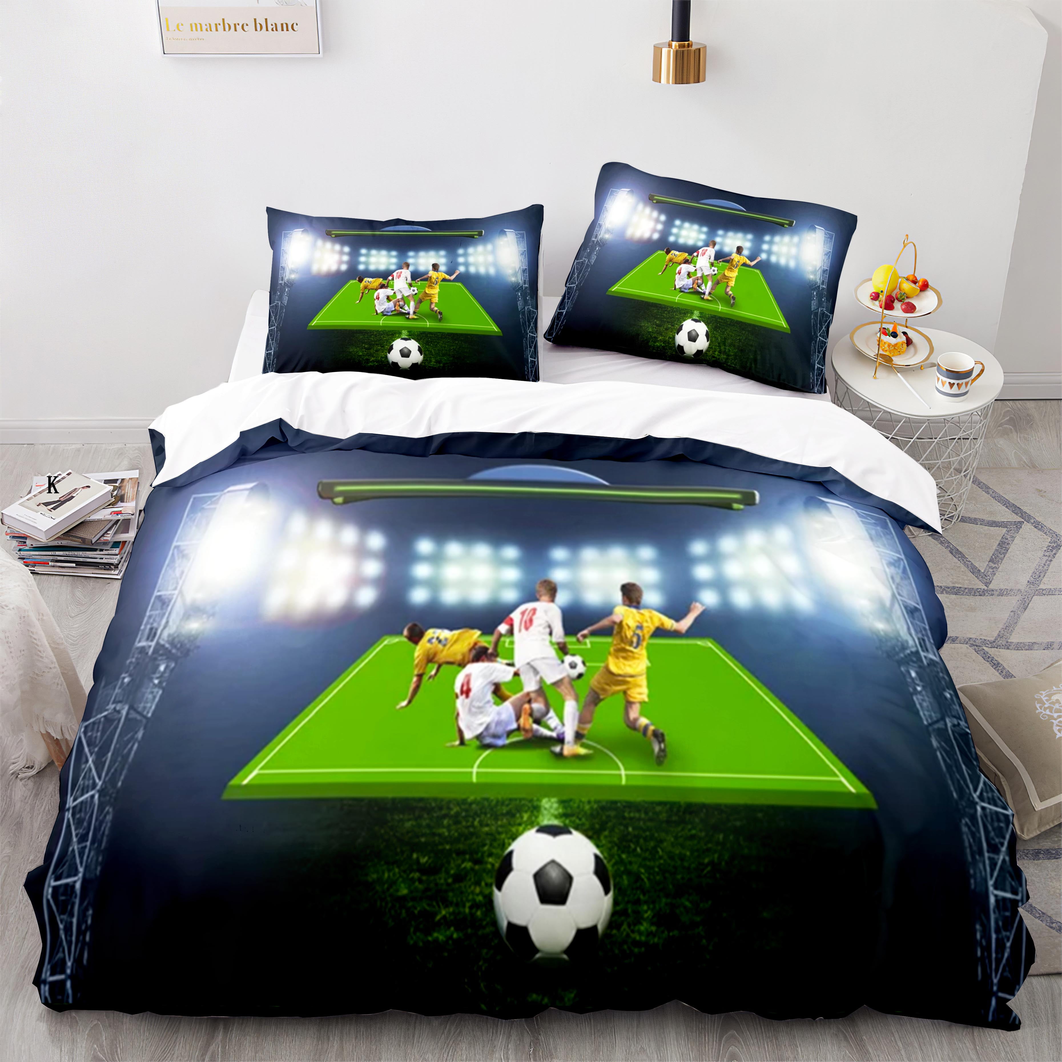 3D Football Duvet Cover Green Soccer Field Ball Sport American Flag ...